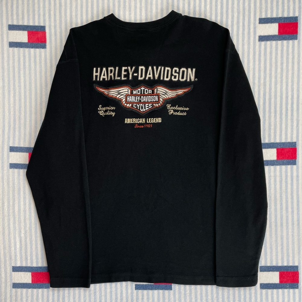 Harley Davidson Motorcycles Henley Embroidered Long S… - Gem